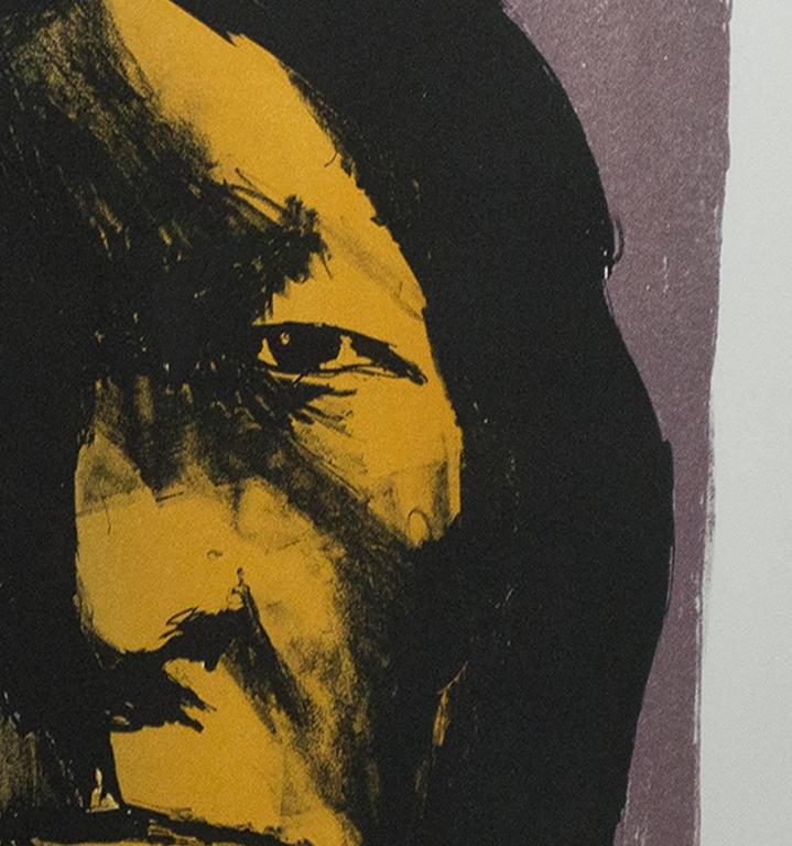 Leonard Baskin - "Sitting Bull," an Original Color Lithograph signed by ...