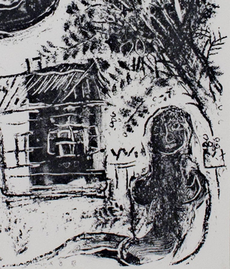 Marc Chagall - "Black Moon M293, " an Original Black and White ...
