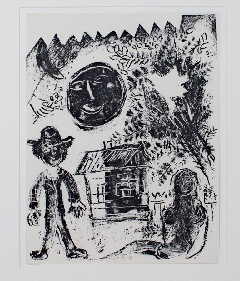 Marc Chagall - "Black Moon M293, " an Original Black and White ...
