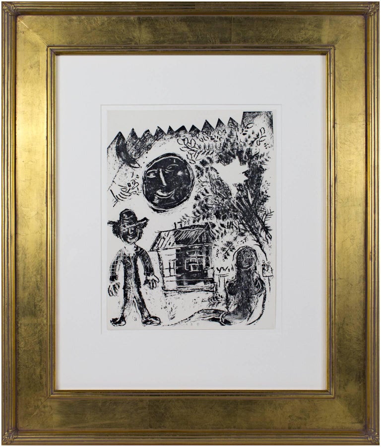 Marc Chagall - "Black Moon M293, " an Original Black and White ...