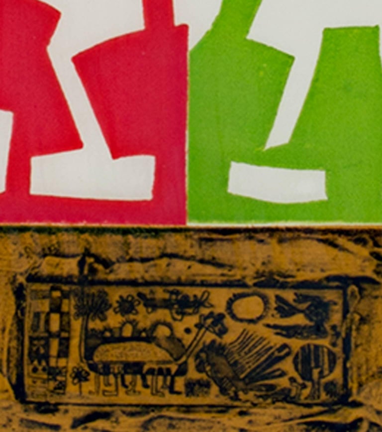 Joseph Rozman - "Poly-Quad-Pod," Original Color Collagraph signed by ...