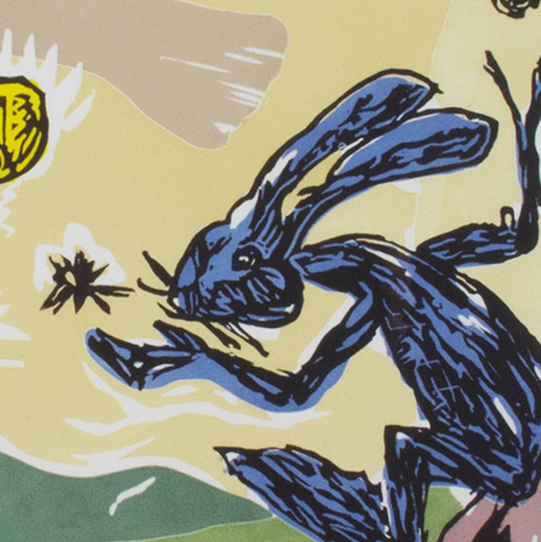 Santi Moix - "Blue Bunny, " a Woodcut signed by Santi Moix For Sale at ...