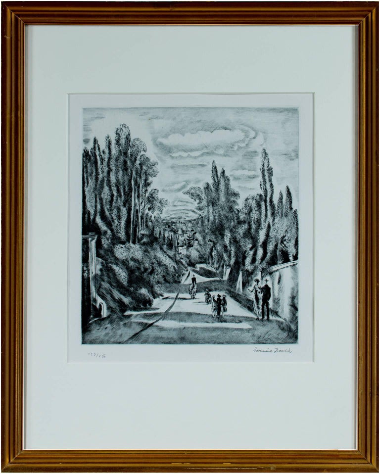 Hermine David - "Passage a Village, " Original Drypoint signed by ...