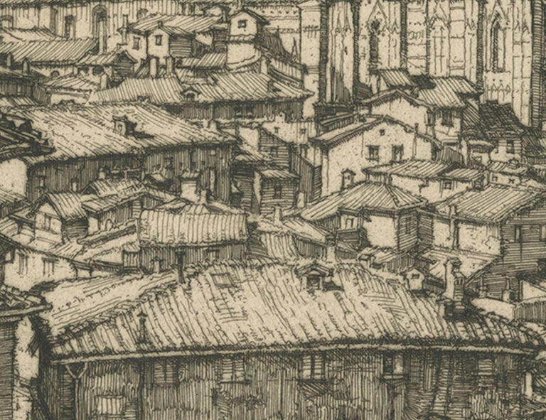 Ernest David Roth - "Siena From a Window, " Original Etching signed by ...
