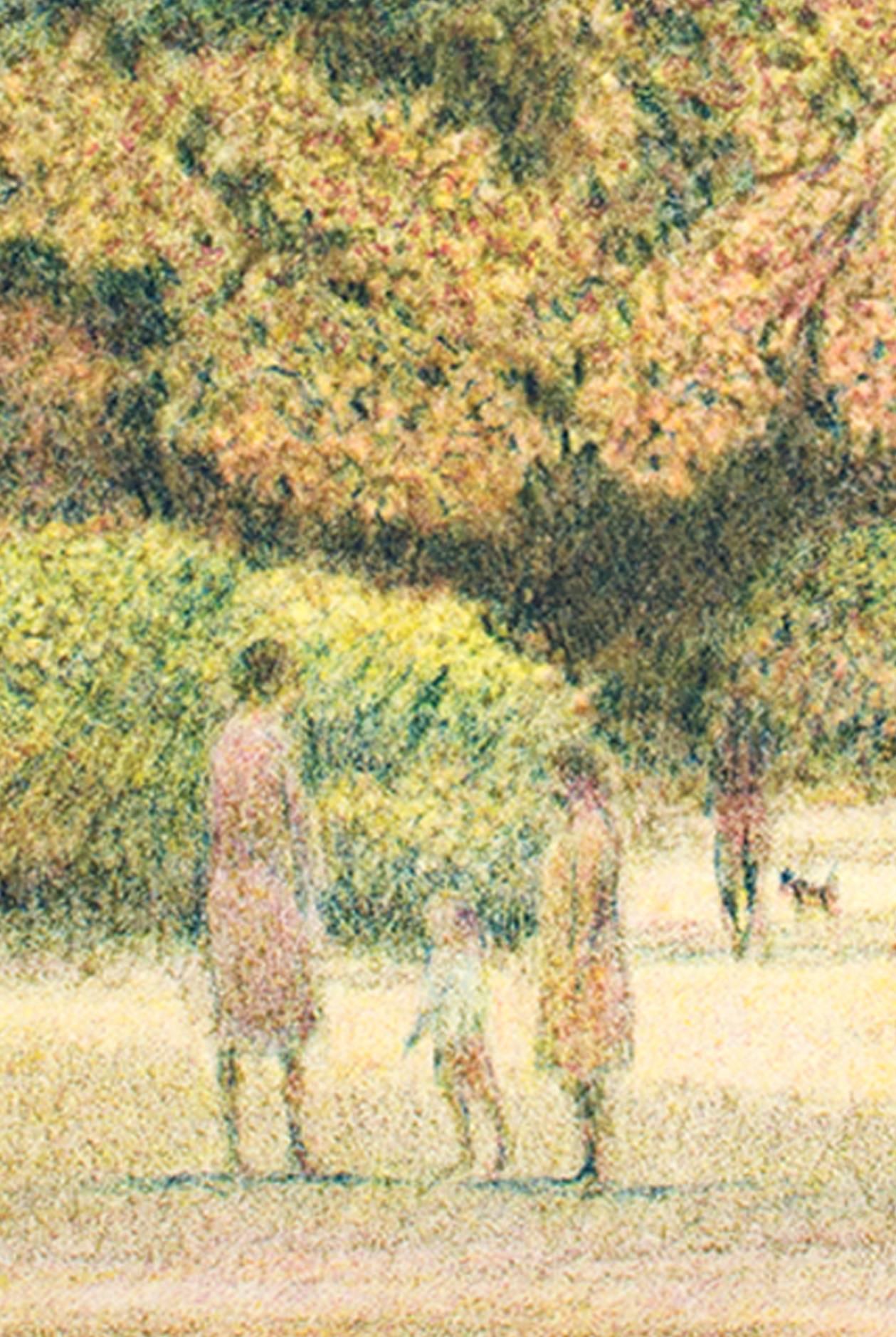Harold Altman - "Park With Figures, " Original Color Lithograph signed ...