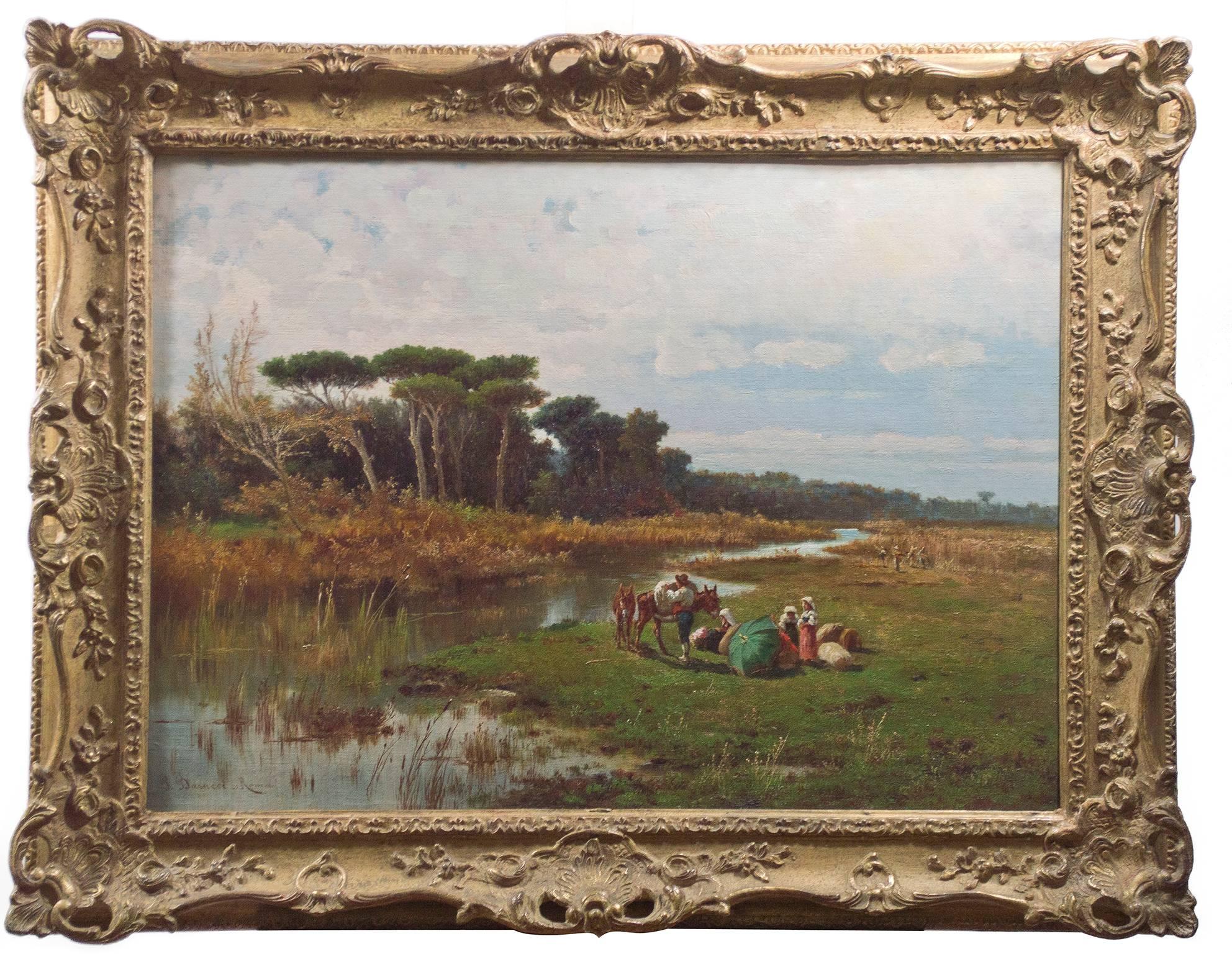 Pietro Barucci - "Italian Landscape, " Oil on Canvas Landscape signed ...