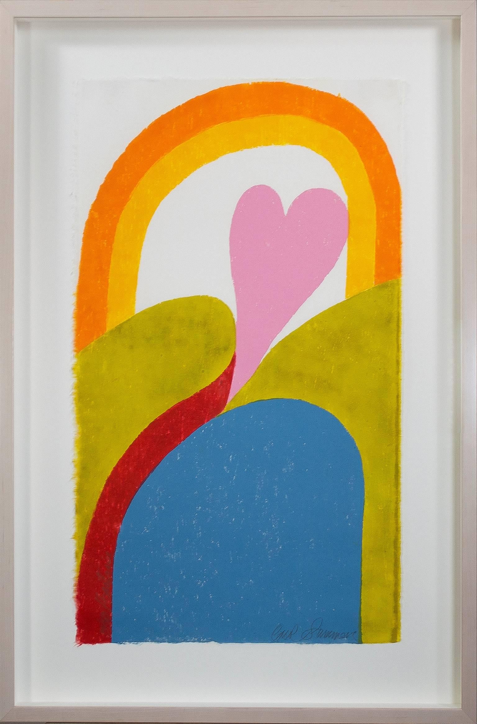 Carol Summers - "Heartrise, " Colorful Woodcut signed by Carol Summers ...