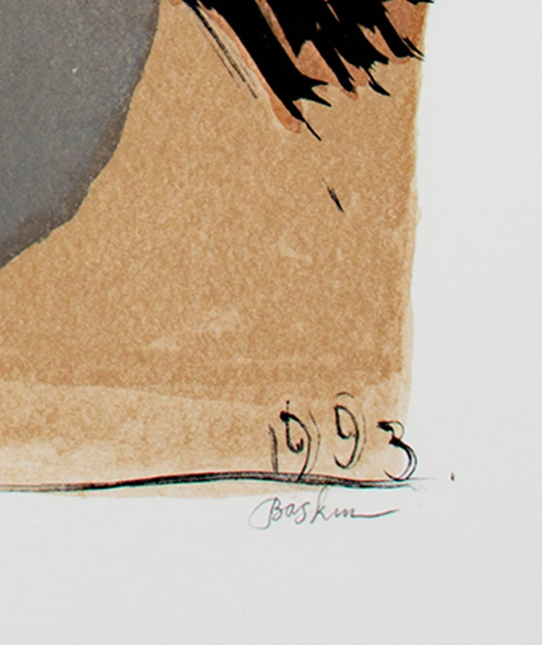 Leonard Baskin - "Push Aside - Comanche," Original Lithograph Portrait ...