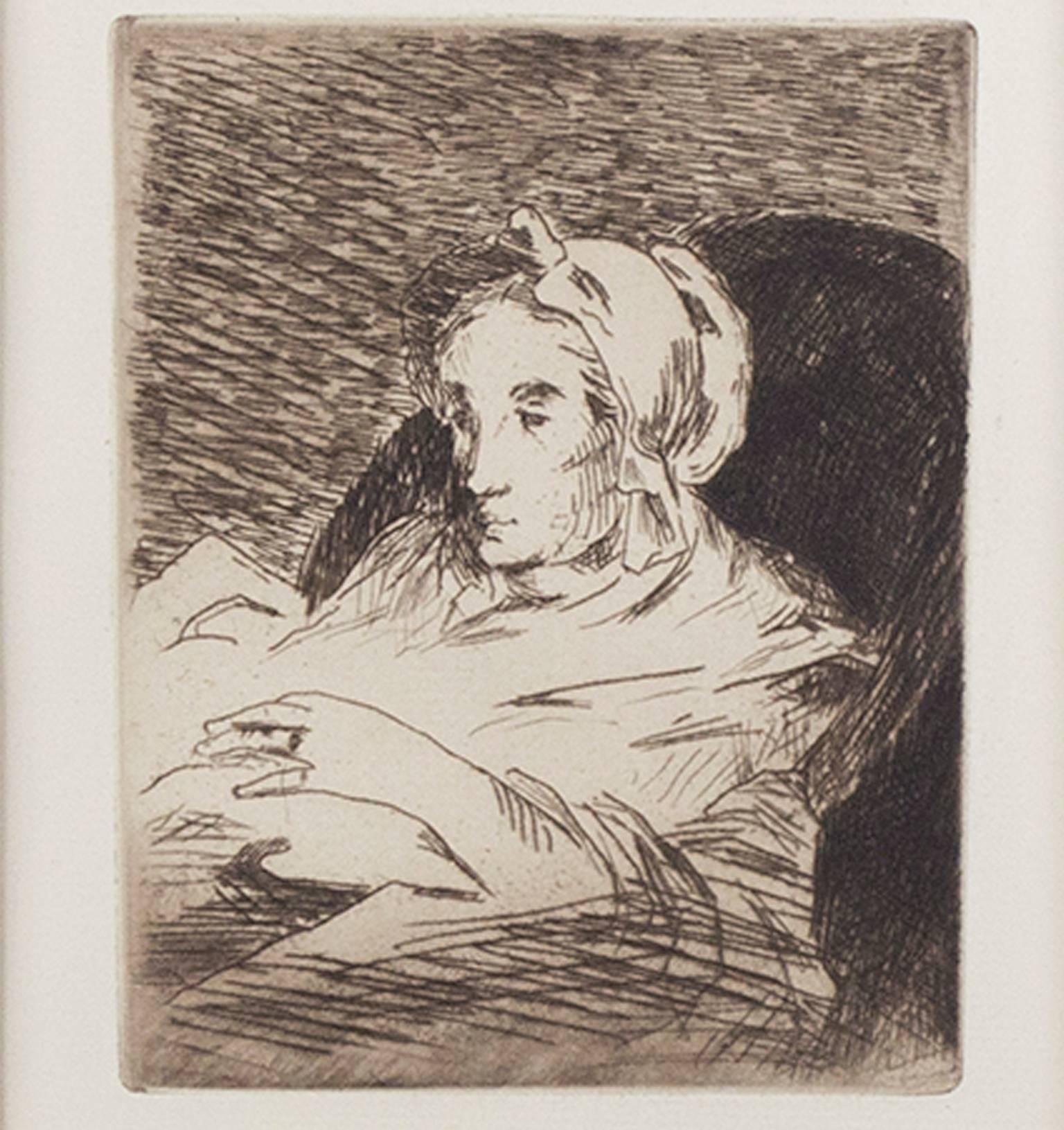 Édouard Manet - Portrait of Charles Baudelaire with Hat II - Etching by ...