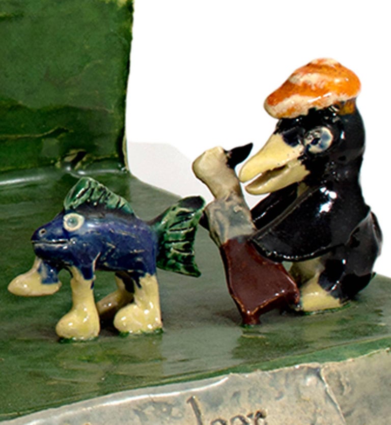 Bill Reid - "Fugitive Deer Posing as Lawn Sculpture," Ceramic signed by ...
