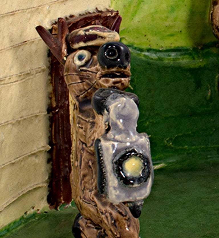 Bill Reid - "Fugitive Deer Posing as Lawn Sculpture," Ceramic signed by ...