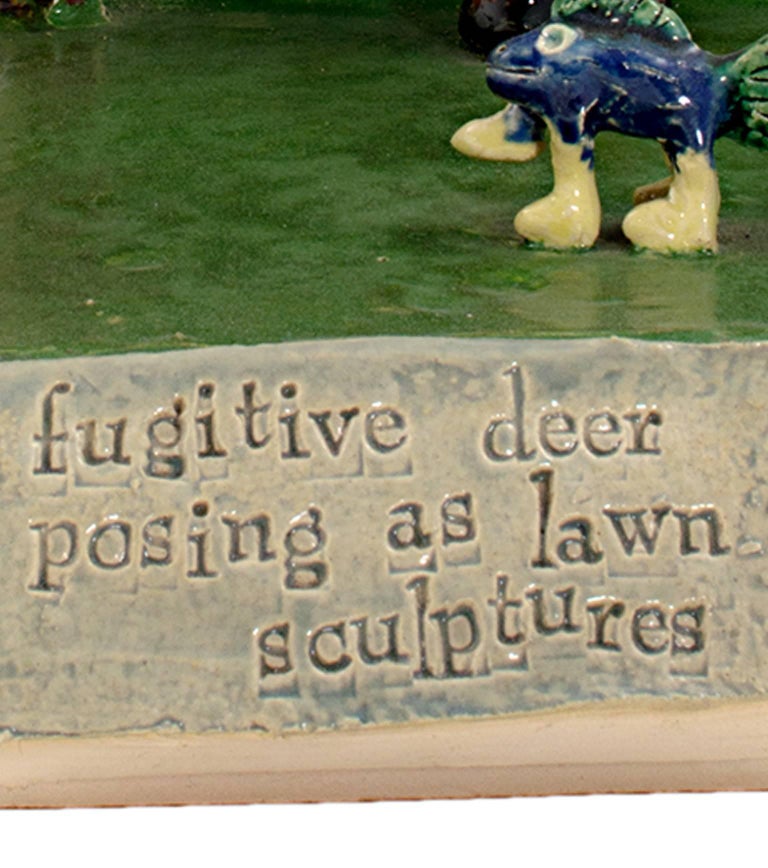 Bill Reid - "Fugitive Deer Posing as Lawn Sculpture," Ceramic signed by ...
