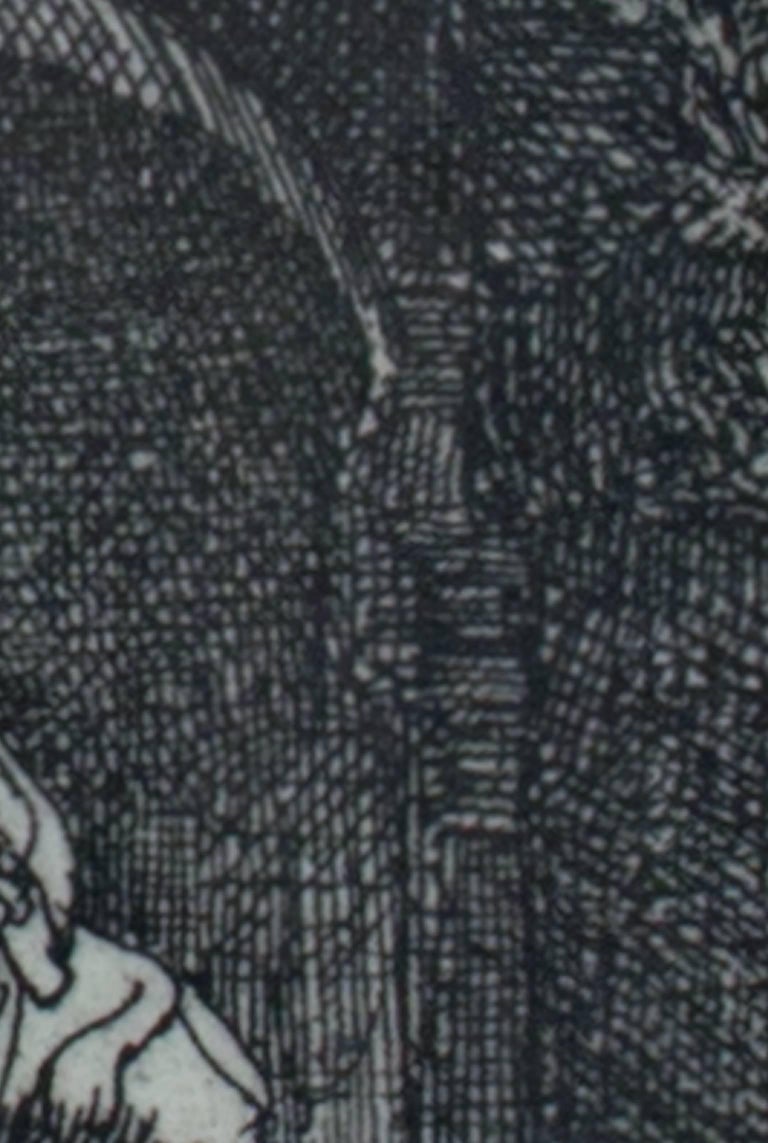 Rembrandt van Rijn - Woman at a Door Hatch Talking to a Man and ...