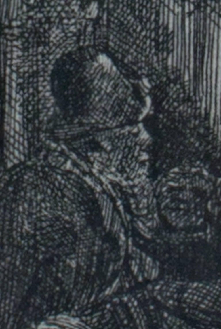 Rembrandt van Rijn - Woman at a Door Hatch Talking to a Man and ...