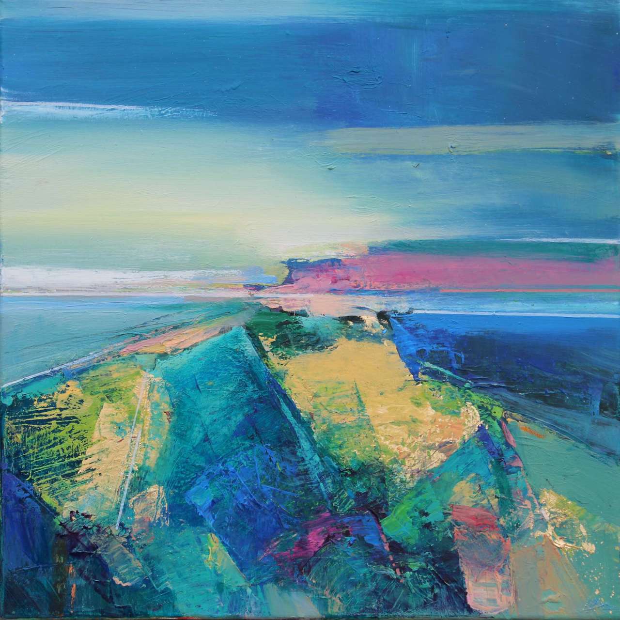 Magdalena Morey - Illumination, blue and purple abstract landscape ...