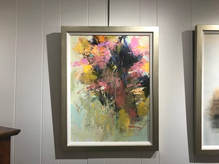 Debora Stewart - 'Floral Abstraction I' Small Framed Abstract Acrylic ...