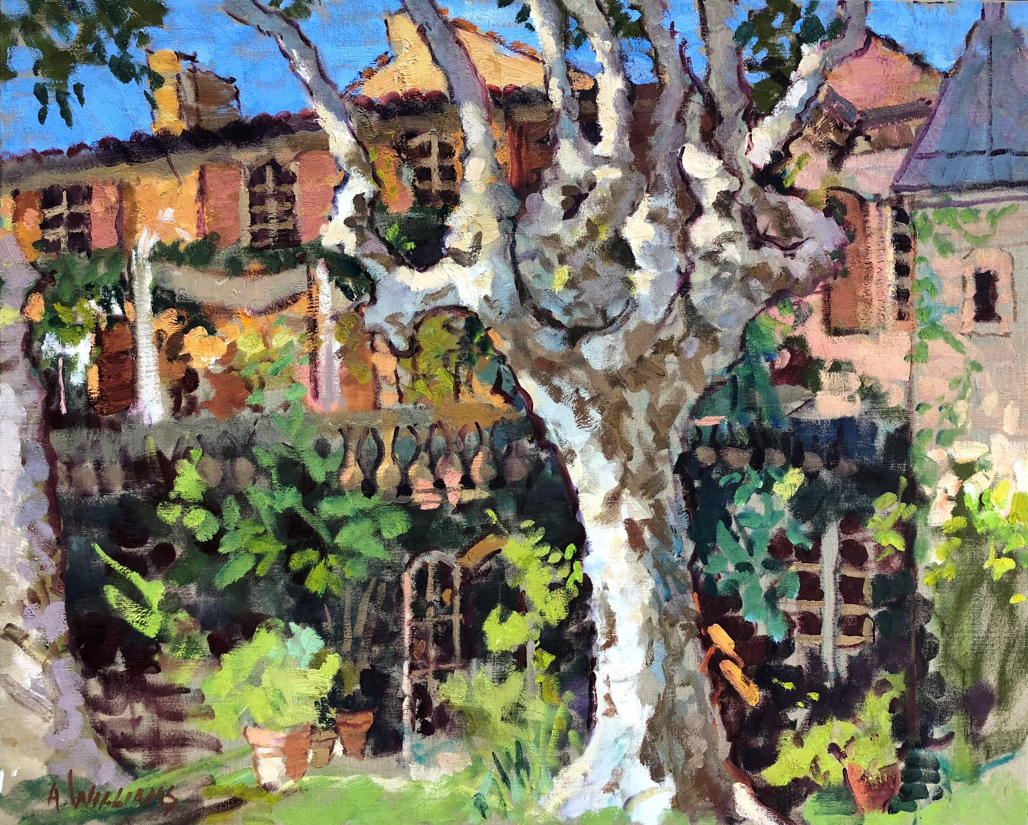 Alice Williams - Le Grand Platane, Post-Impressionist Horizontal Oil on ...