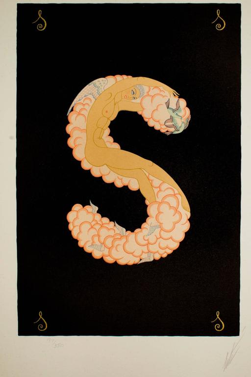 Erté - Letter "S" - suite Alphabet, Print For Sale at 1stdibs