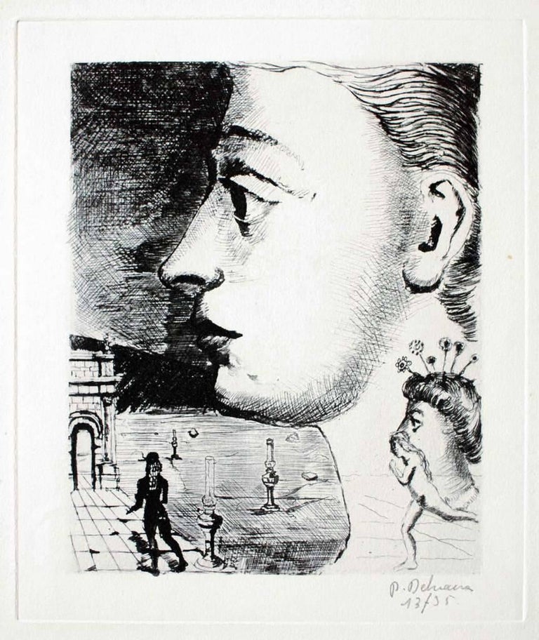 Paul Delvaux - Portrait - Original Etching by P. Delvaux For Sale at ...