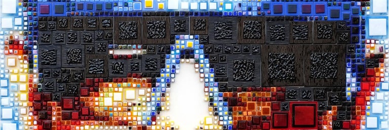 Isabelle Scheltjens - "Crazy Luna" glass fusing, pointillism, dots, pop ...