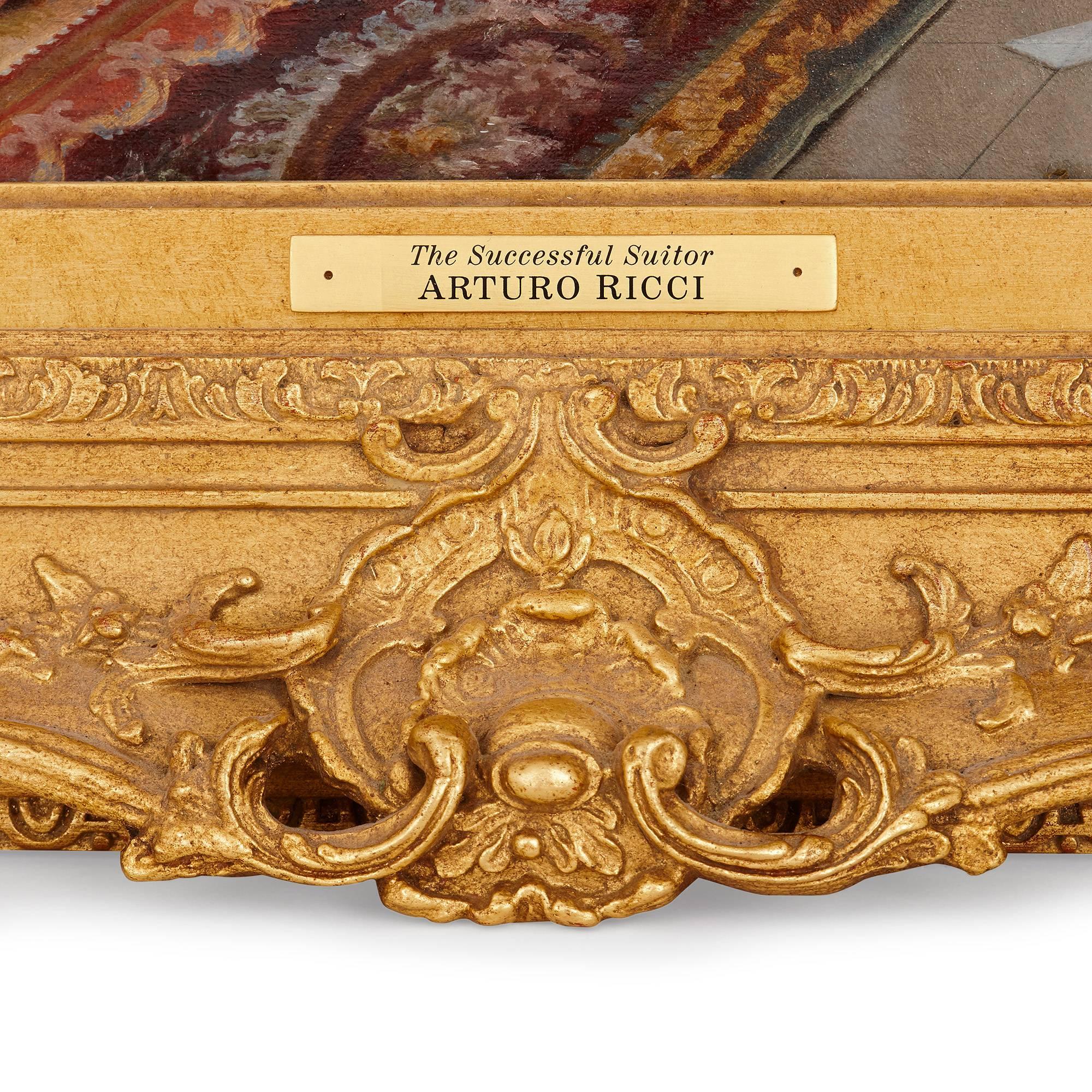 Arturo Ricci - 'The Successful Suitor', 19th Century oil on canvas ...