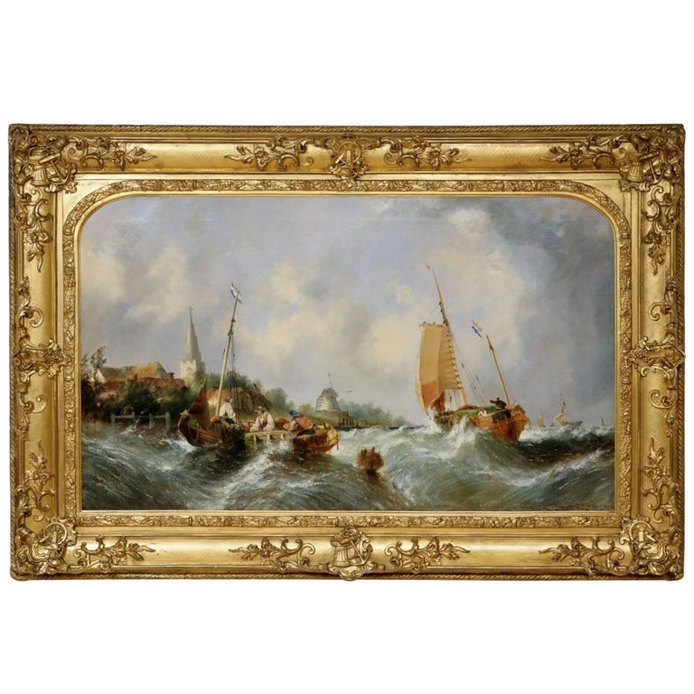 William Calcott Knell - Maritime seascape, antique oil painting by ...