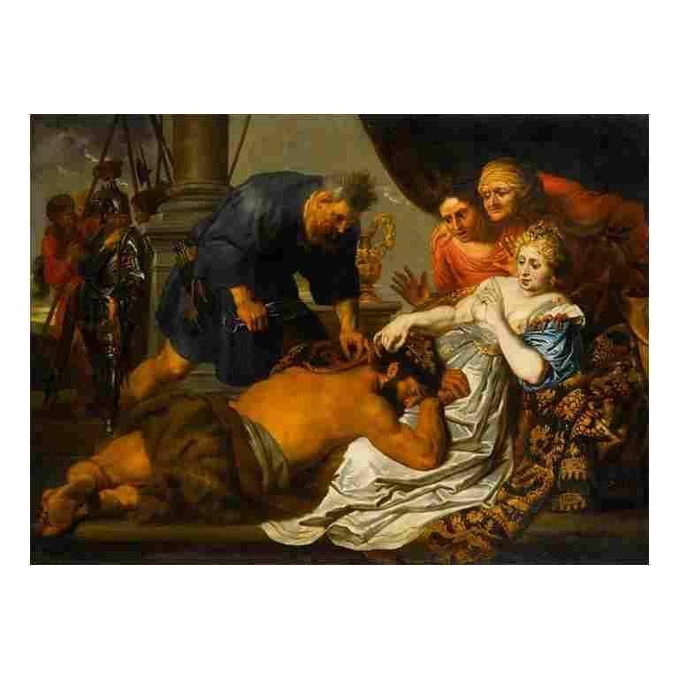 Anthony van Dyck - 'Samson and Delilah' oil on canvas painting after ...
