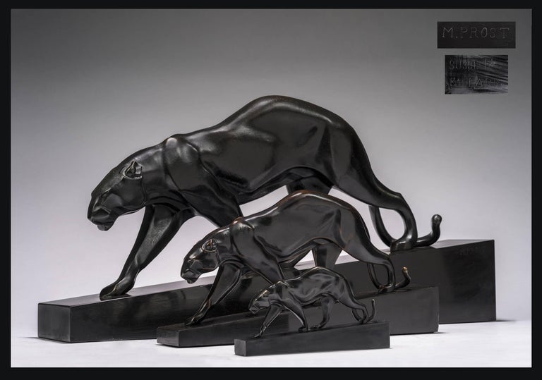 Maurice Prost - Three Walking Black Panthers, circa 1930 For Sale at ...