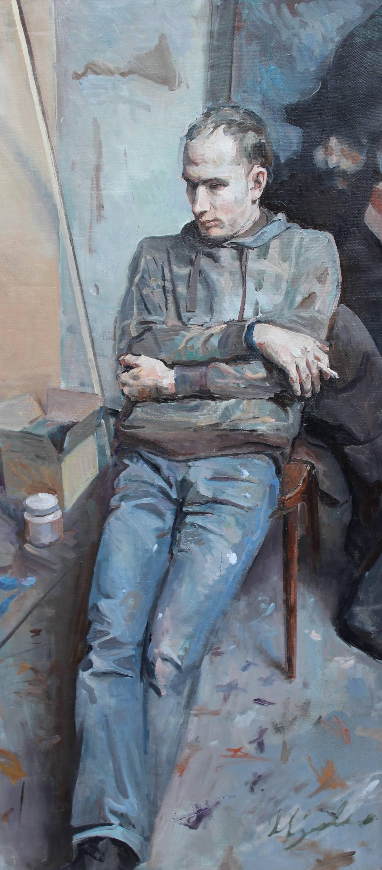Iliya Mirochnik - Iliya Mirochnik, "Portrait of Artyom Norsov," 63in x 29.5in , oil on canvas ...
