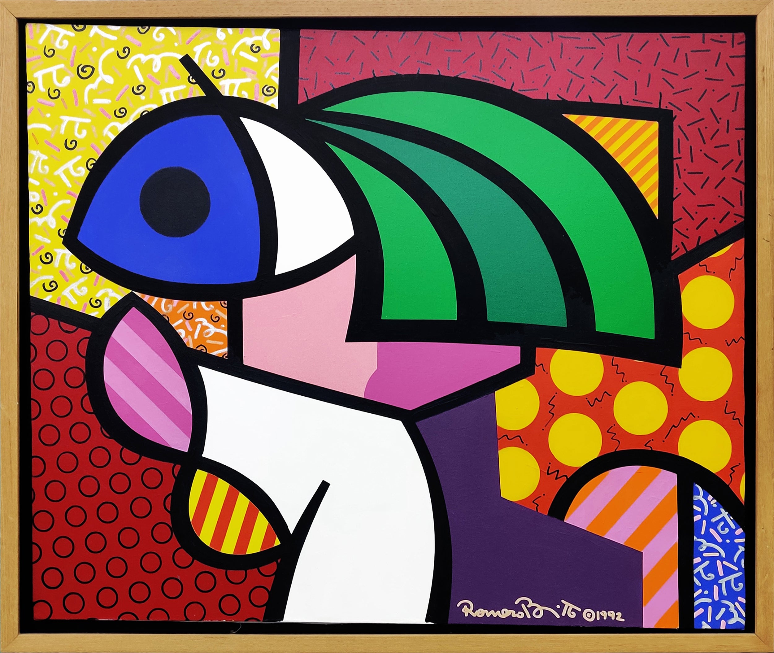 Romero Britto - Romero Britto Large Original Acrylic Painting On Canvas ...