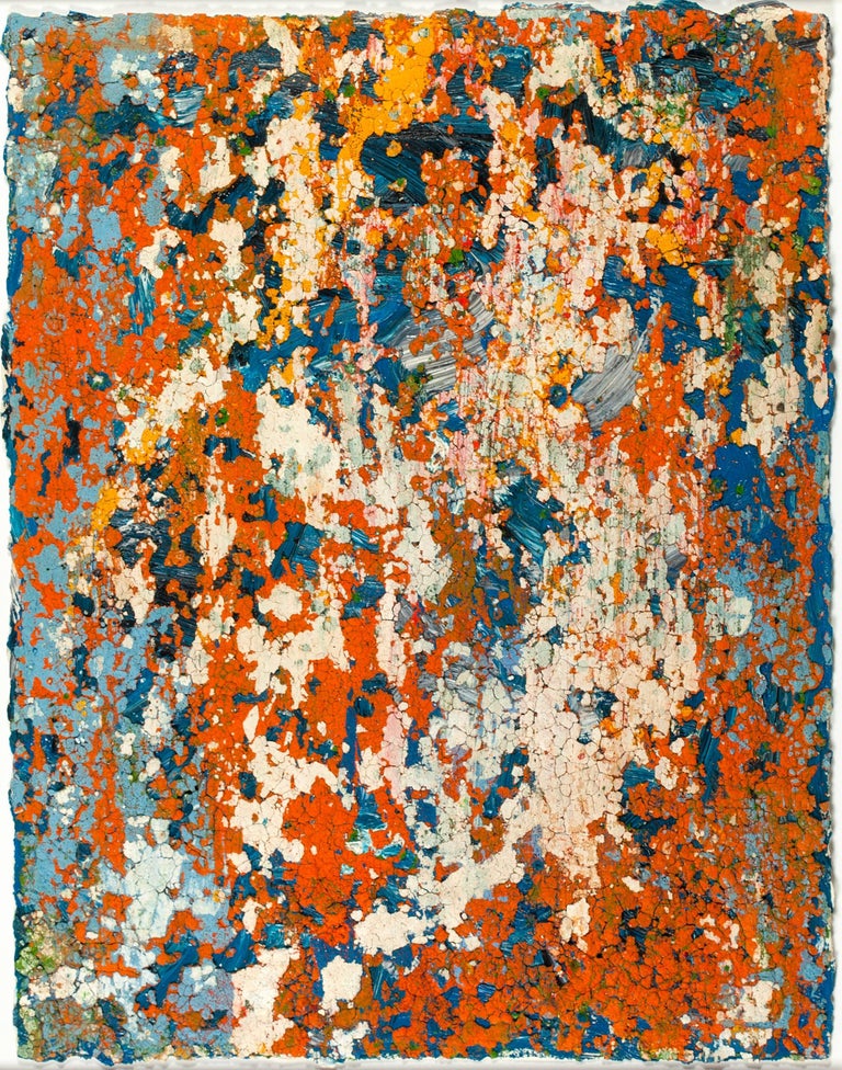 Rainer Gross - Orange Abstract pressed pigment painting from 2005 by ...