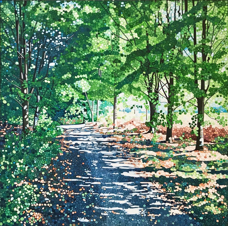 Ewa Adams - September Sun -contemporary pointillist landscape painting ...