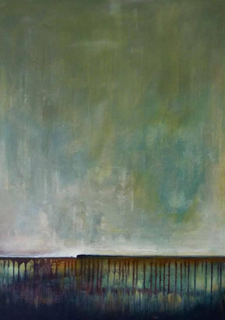 Simon Ledson - K-11/L - contemporary abstract green and black surf ...