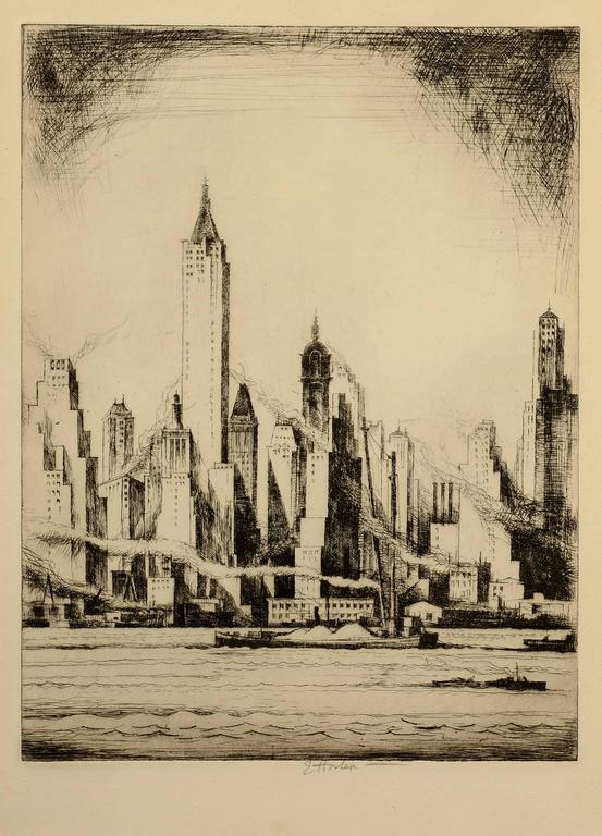 Earl Horter - New York Waterfront at 1stDibs