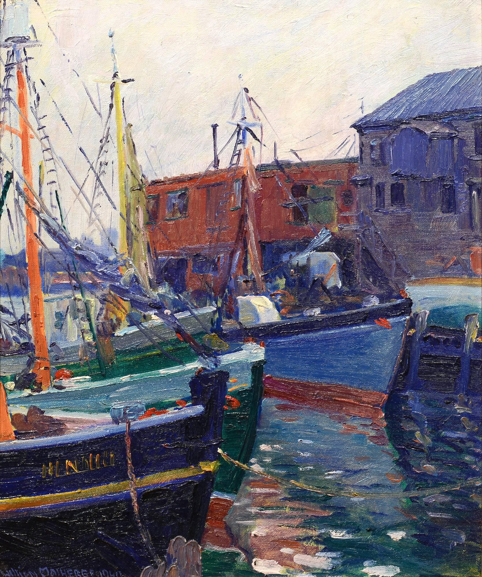 William Malherbe - Fishing Boats at Harbor at 1stDibs