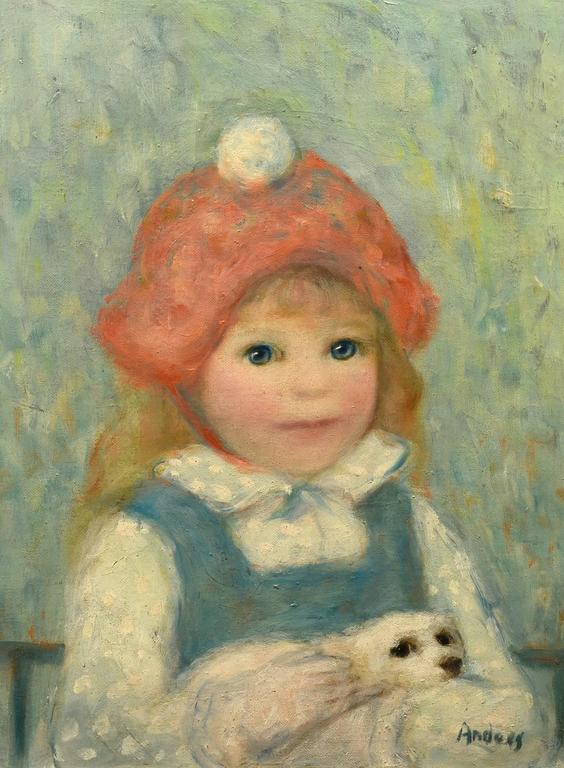 André Gisson - A Girl With Her Dog at 1stDibs