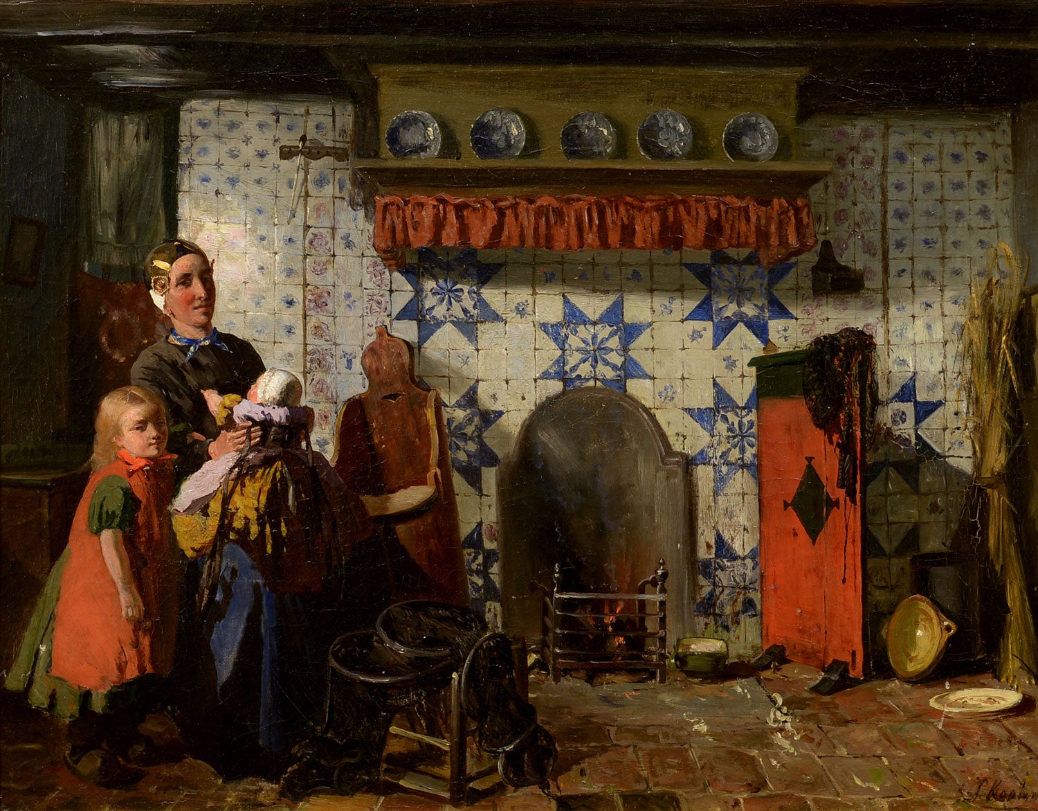 Hugh Collins - Traditional Figurative Fireside Genre Scene Painting at ...