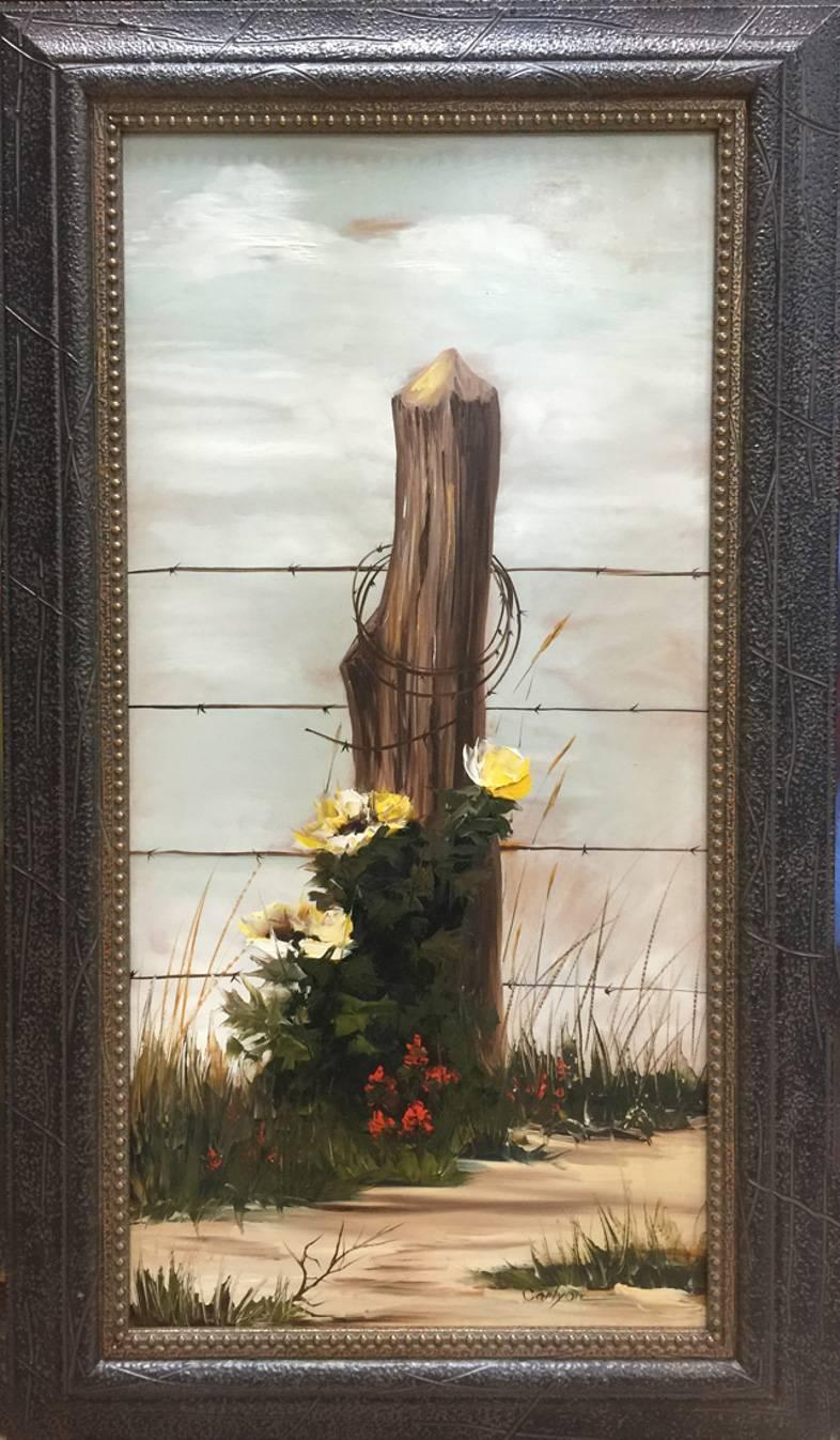 Ann Carlyon - "Barbed Wire Blooms" Texas Fence Post For Sale at 1stDibs