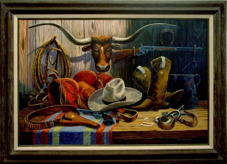 Warren Hunter - "COWBOY GEAR" AWESOME WESTERN STILL LIFE For Sale at ...