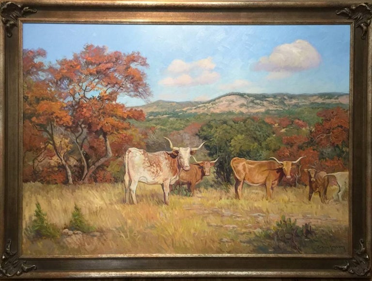 Eric Harrison - "Longhorns and Spanish Oaks" Large Texas Painting ...