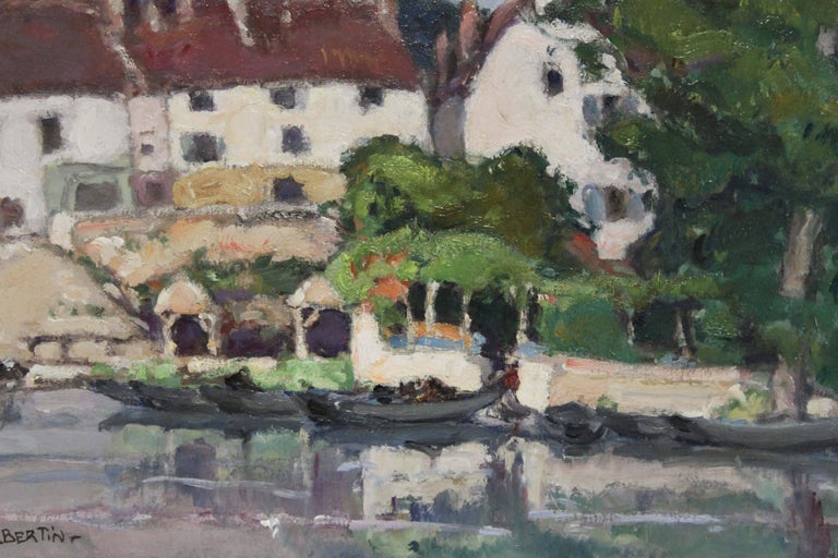 A.L. Albertin - Impressionist French Village Scene For Sale at 1stDibs