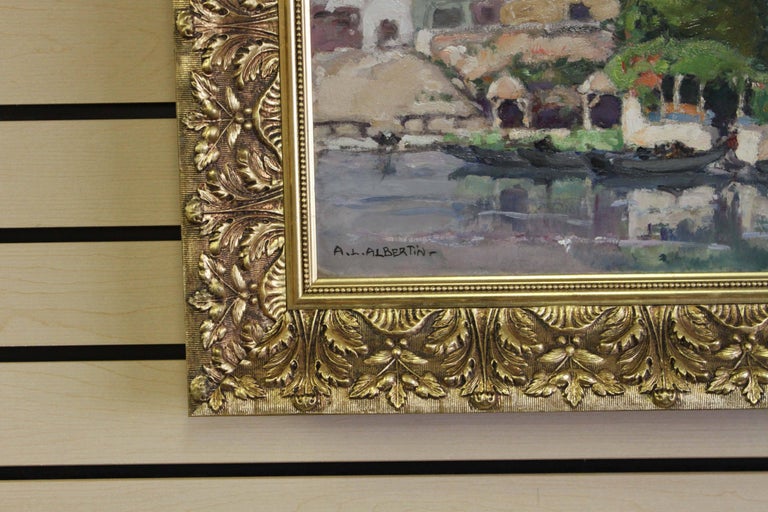A.L. Albertin - Impressionist French Village Scene For Sale at 1stDibs