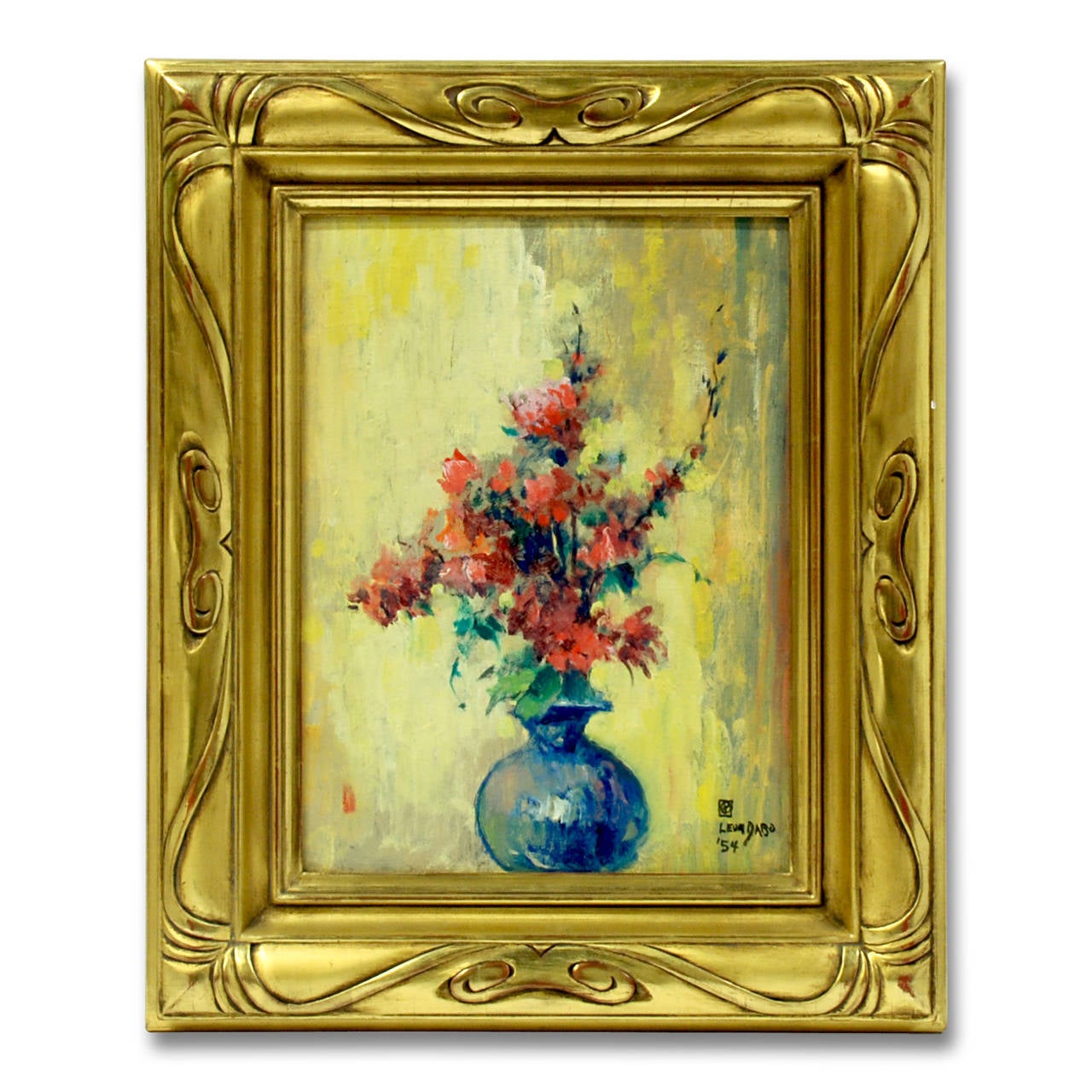 Leon Dabo - Blue Vase with Spring Flowers For Sale at 1stDibs