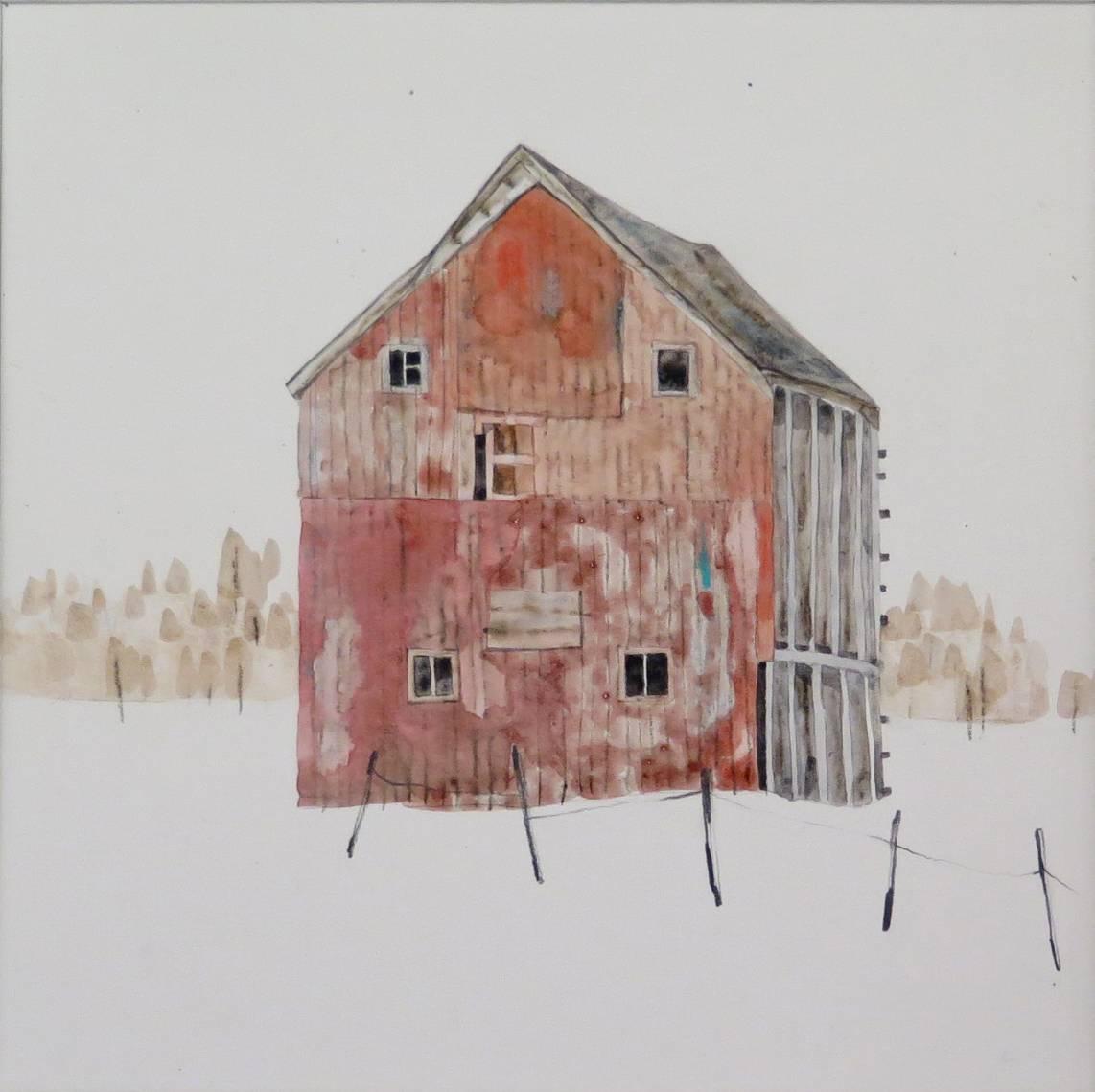 Kate Evans - Red Winter Barn at 1stDibs