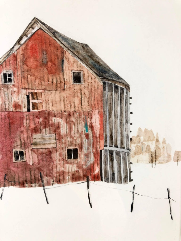 Kate Evans - Red Winter Barn at 1stDibs