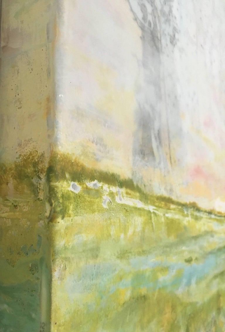 Jim Inzero - Dory in Green Marsh, Pink Sky; Encaustic Landscape ...