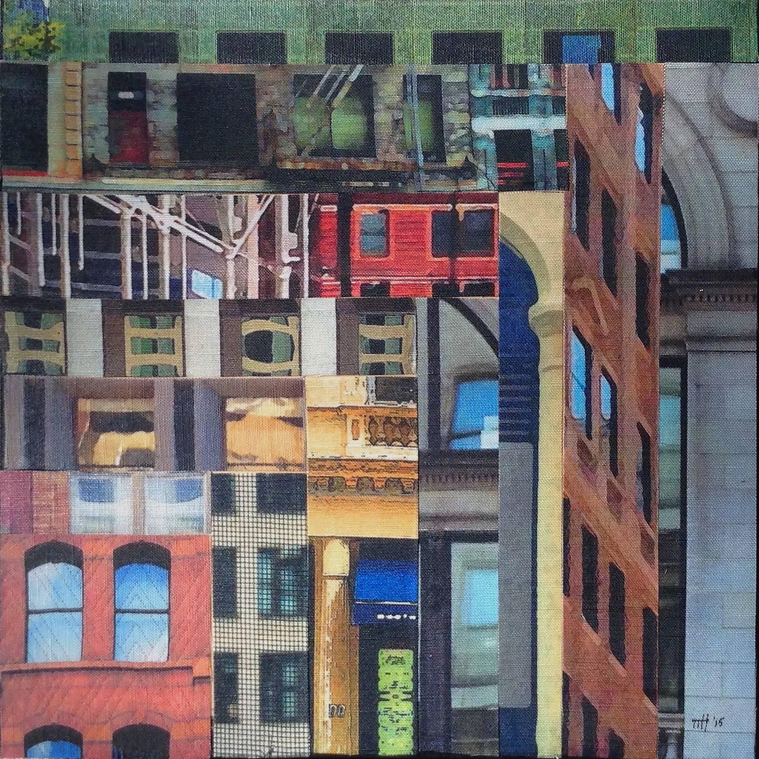 Marilyn Henrion - Patchwork City 11, Mixed Media on Wood For Sale at ...