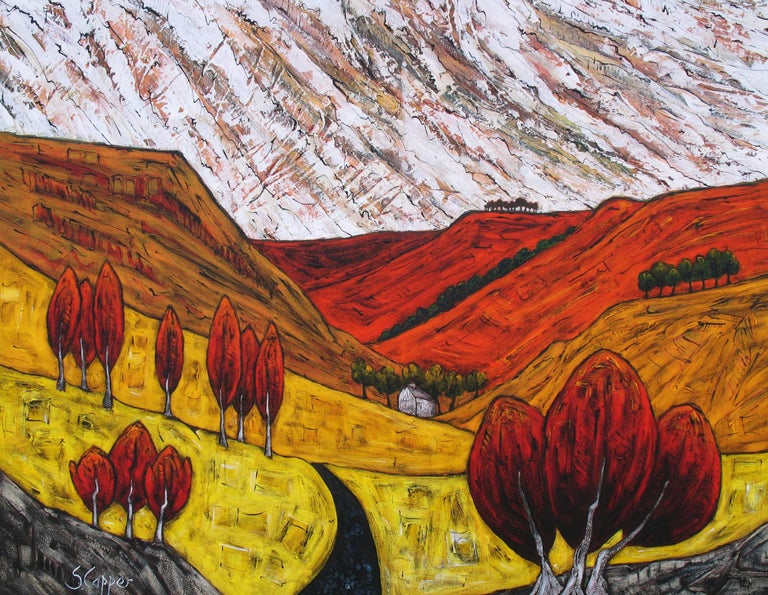 Steve Capper - Red Yellow Pennines Saddleworth Abstract Landscape ...