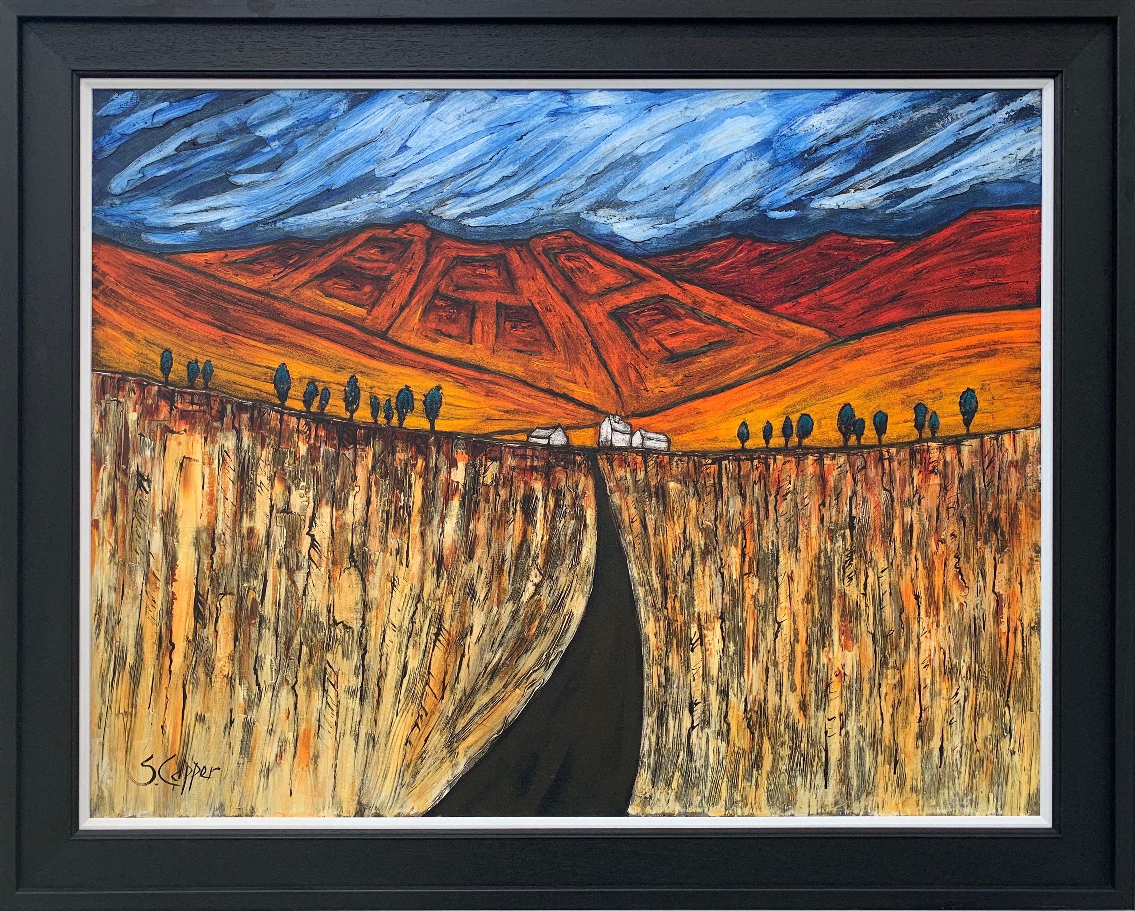 Celina Hinojosa - Latin American Surrealist Landscape with Chess Board ...