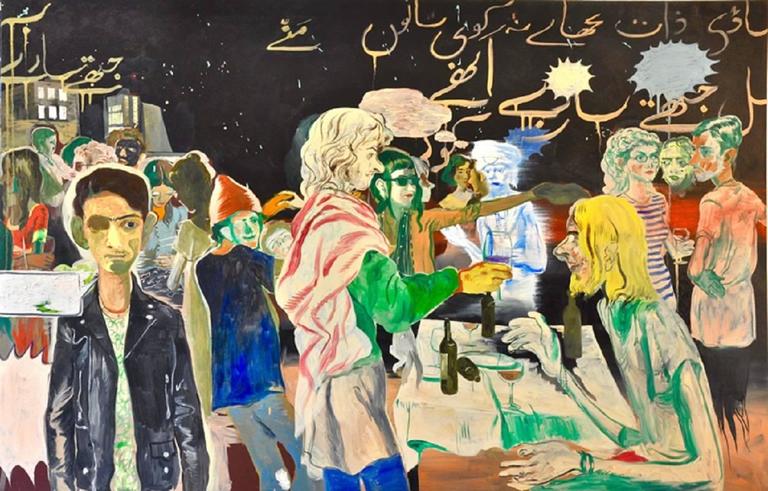 Salman Toor - Rooftop Party with Ghosts 2 (Triptych) at 1stDibs